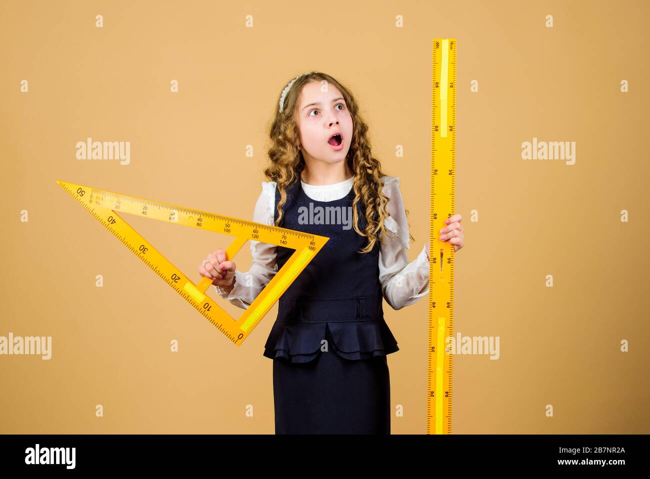 math lesson. Education and knowledge. small girl back to school. STEM ...