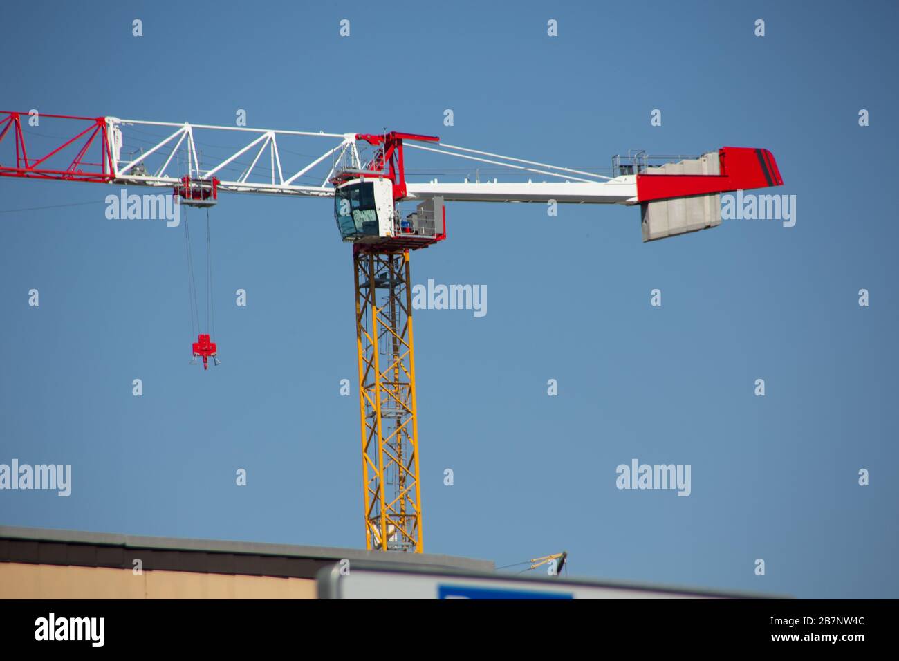 big crane on construction site Stock Photo - Alamy