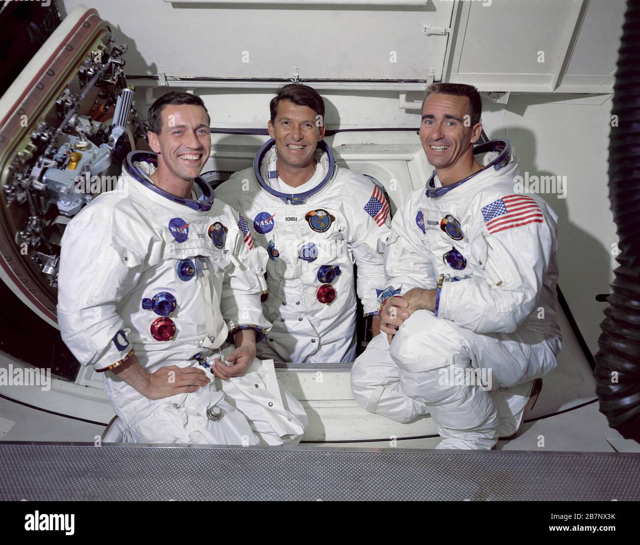 Apollo 7 - NASA, 1968. The prime crew of Apollo 7: (L-R) Command Module ...