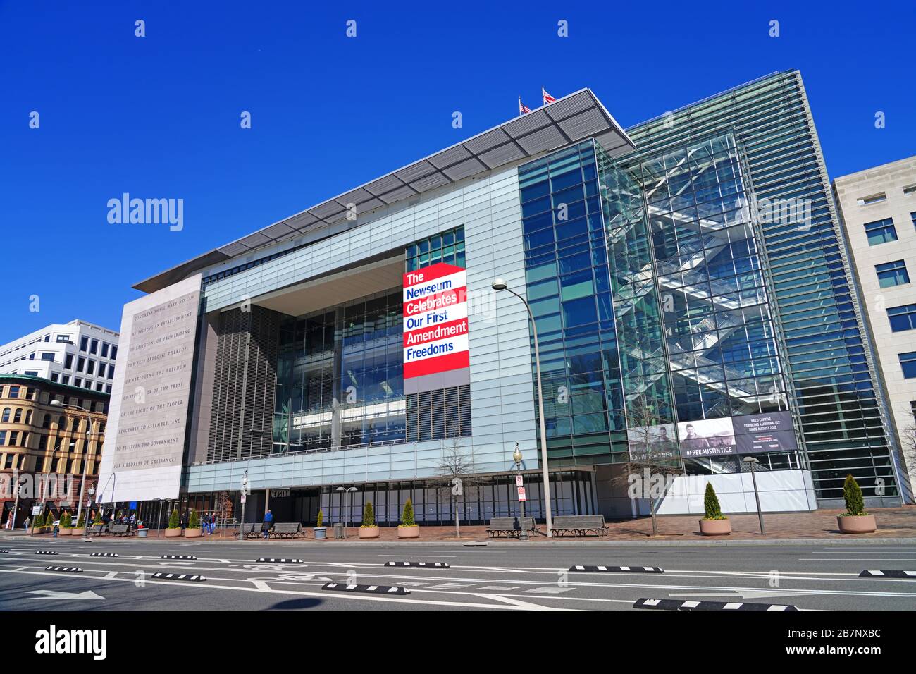 WASHINGTON, DC -23 FEB 2020- View of the Newseum, an interactive museum ...