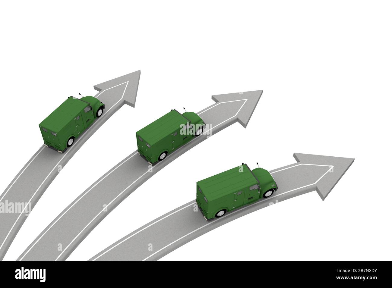 money transporting cars with arrow direction. 3d rendering Stock Photo ...