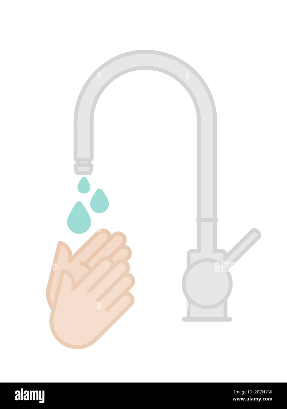 Hand washing. Washing hands under the tap. Prevention against viruses ...