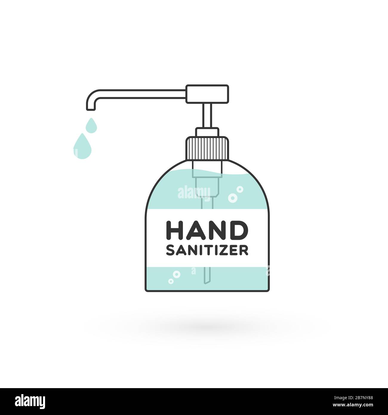 Hand sanitizer bottle isolated with pump. Washing alcohol gel used ...