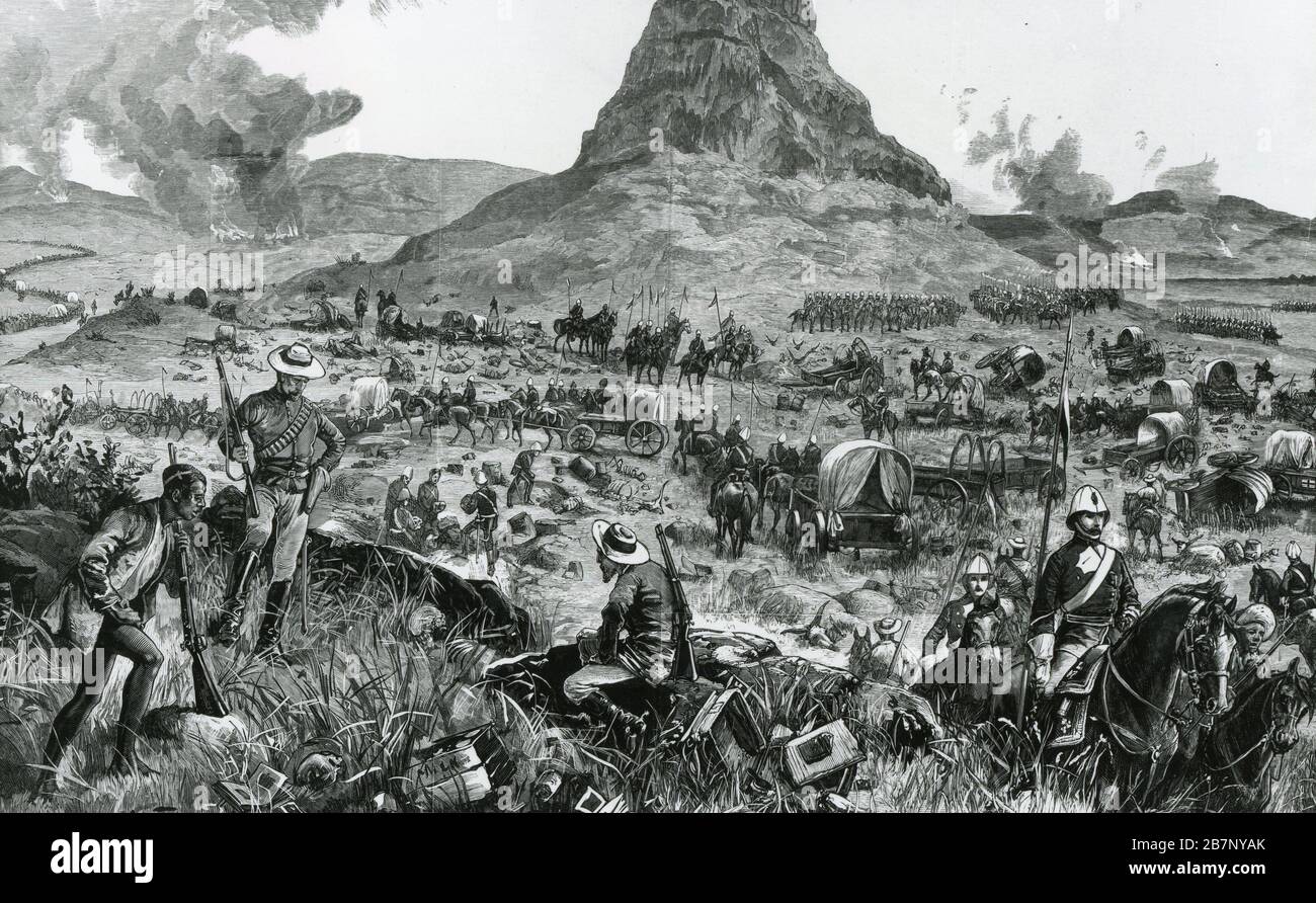 Isandlwana during the Zulu War. Lord Chelmsford’s column fetching away ...