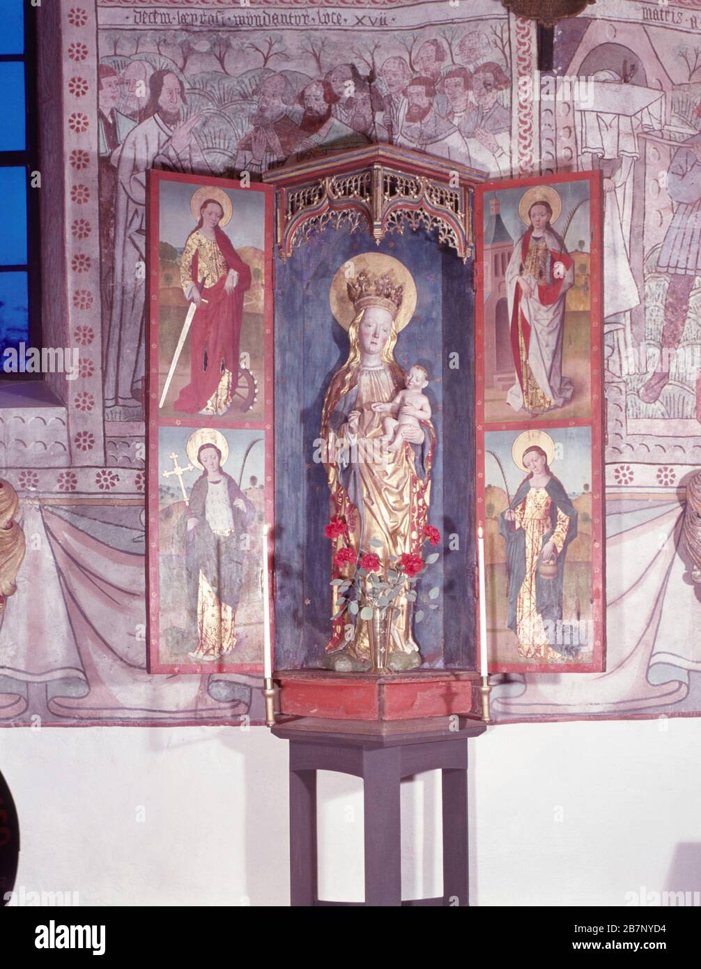 Madonna cabinet by Hermen Rode, Sorunda church, Lubeck, 1408 Stock ...