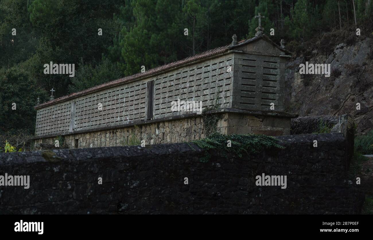 Large building surrounded by trees in the village of Arano, Spain Stock ...