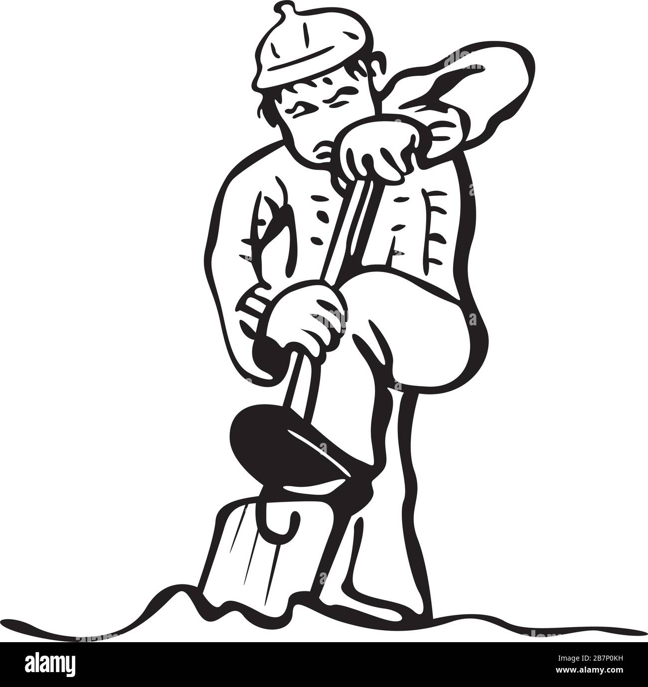 Worker digging a hole Stock Vector Images - Alamy