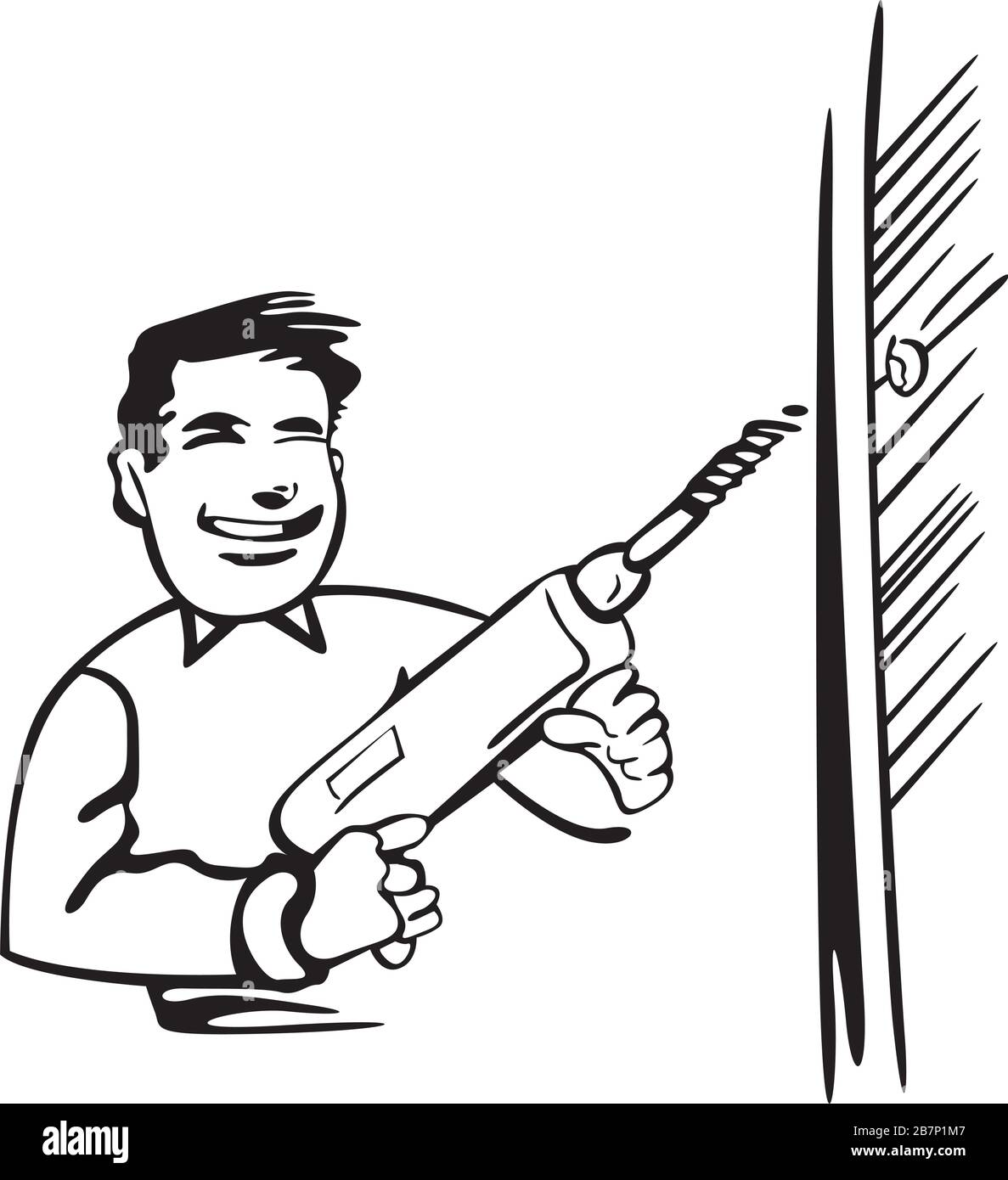 Repair worker cartoon Black and White Stock Photos & Images - Alamy