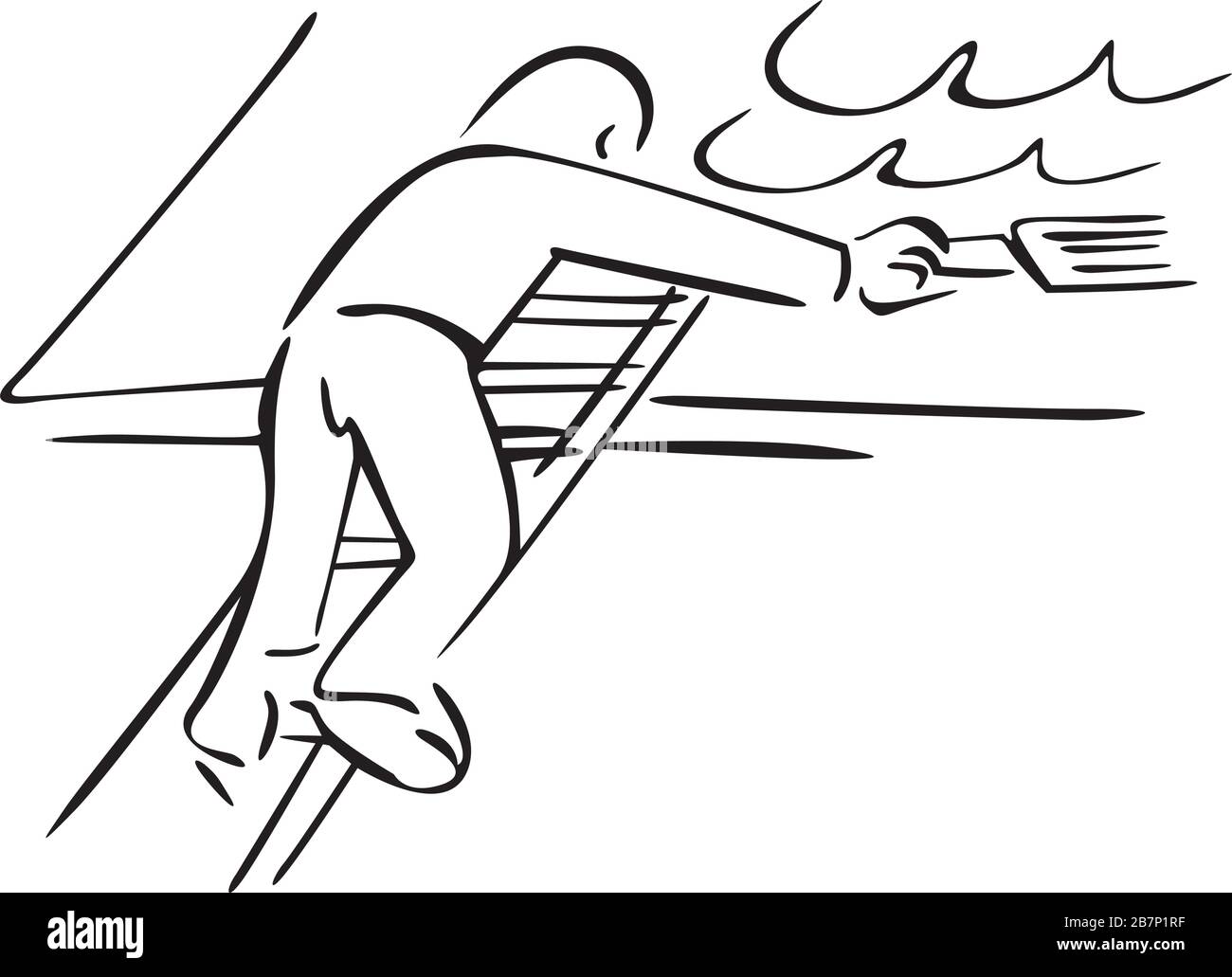 Man on ladder roof Stock Vector Images - Alamy