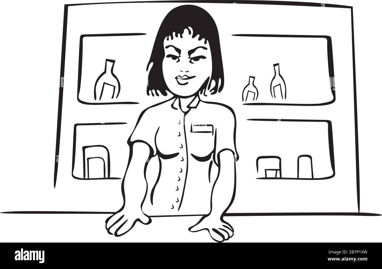 Woman in cash register Stock Vector Images - Alamy