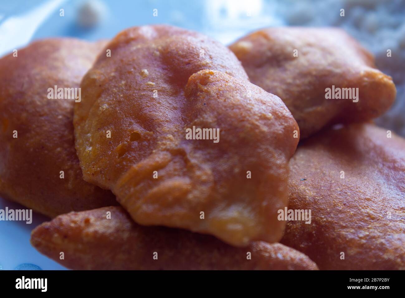 Potato bajji which is a popular Indian snack (potato dipped in batter ...