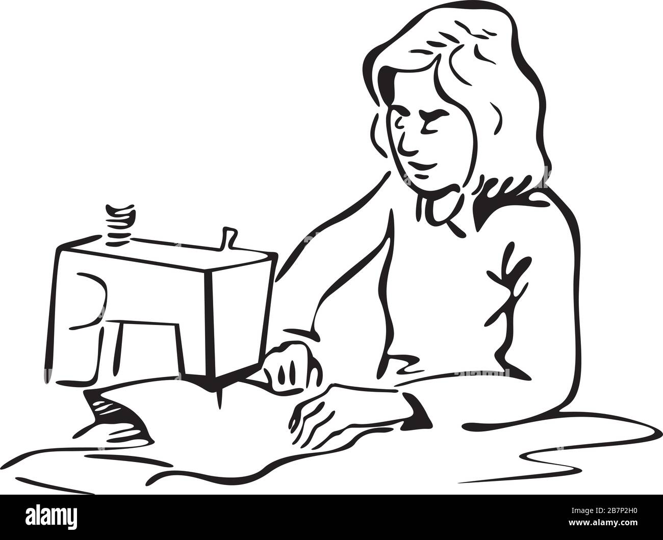 Woman working machine Cut Out Stock Images & Pictures - Alamy