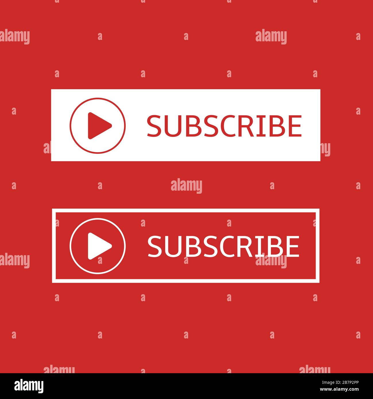 Subscribe banner template. Red and white Subscribe button with play ...
