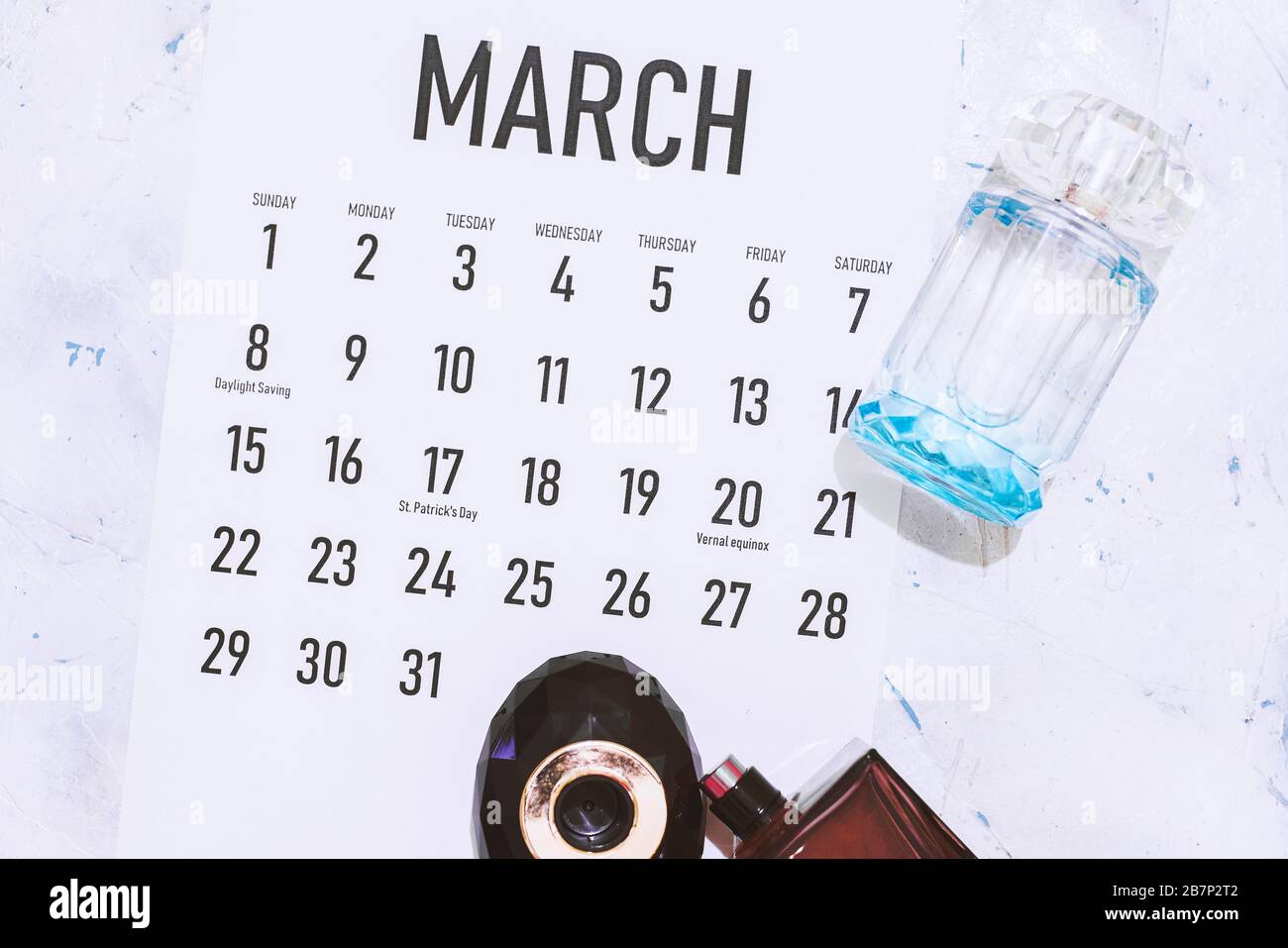 March 2020 monthly calendar. View from above to monthly March 2020 ...