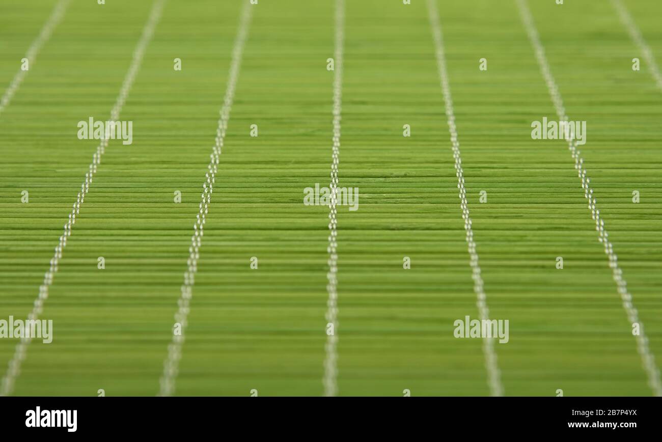 Close up natural green bamboo wood mat background texture, high angle ...