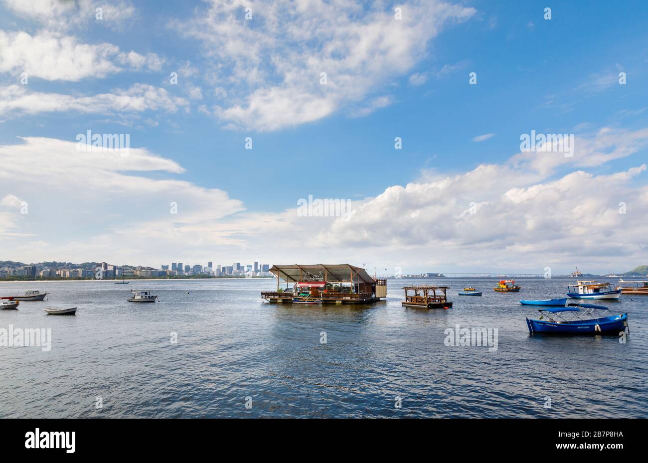 Panoramic view from Urca district over Guanabara Bay and its offshore ...