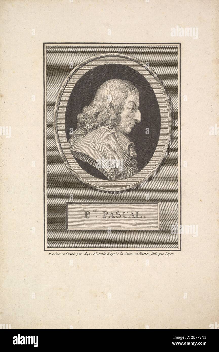 Portrait of Blaise Pascal, 1802. After Augustin Pajou Stock Photo - Alamy