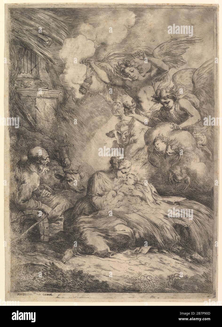 The Nativity with Angels, 1650-57 Stock Photo - Alamy