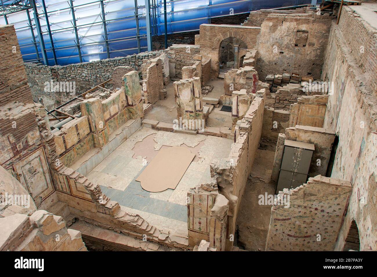 Ancient Roman wall paints from Terrace Houses, Ephesus, Turkey Stock ...