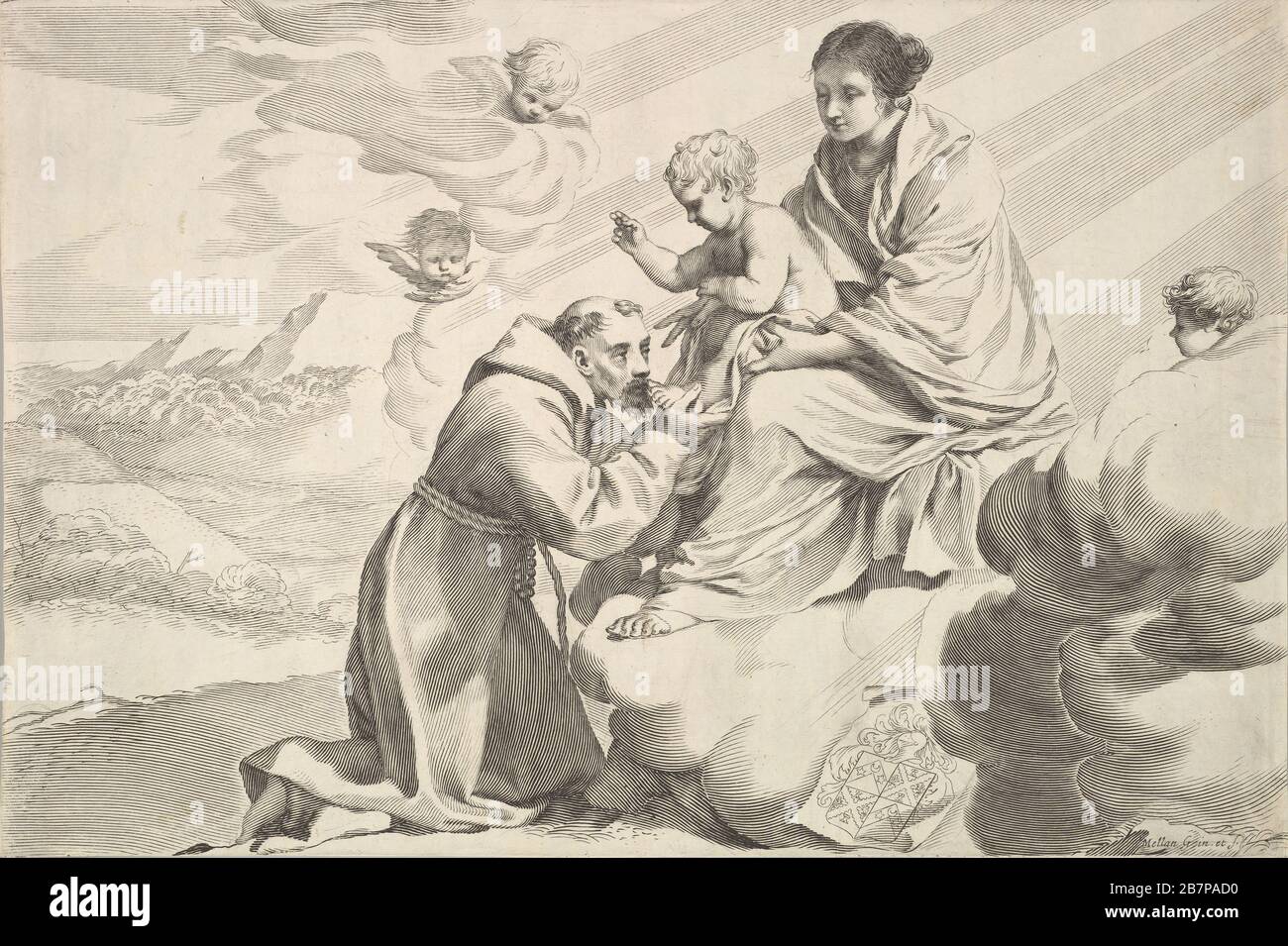 St Francis of Assisi Adoring the Christ Child on the Virgin's Lap Stock ...