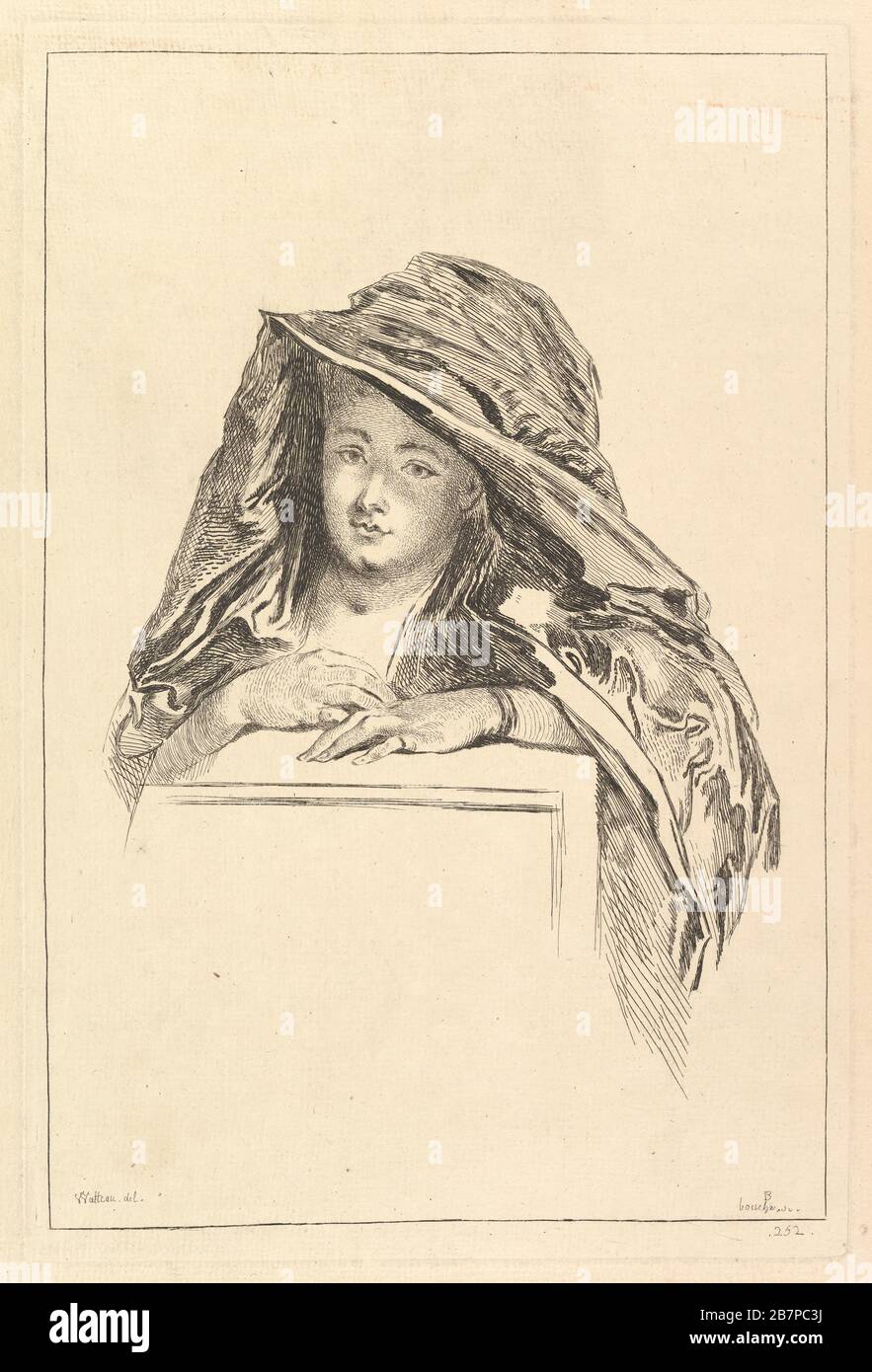Bust Portrait of a Woman wearing a Hooded Mantle, 18th century. After ...