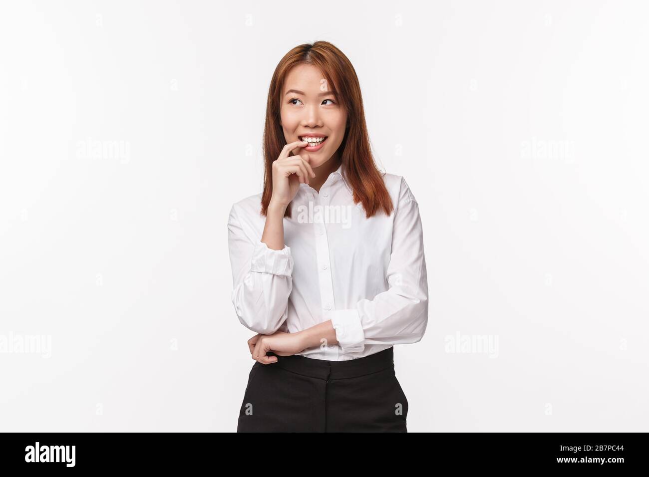 Portrait of cunning and creative young asian sly adult woman, have ...
