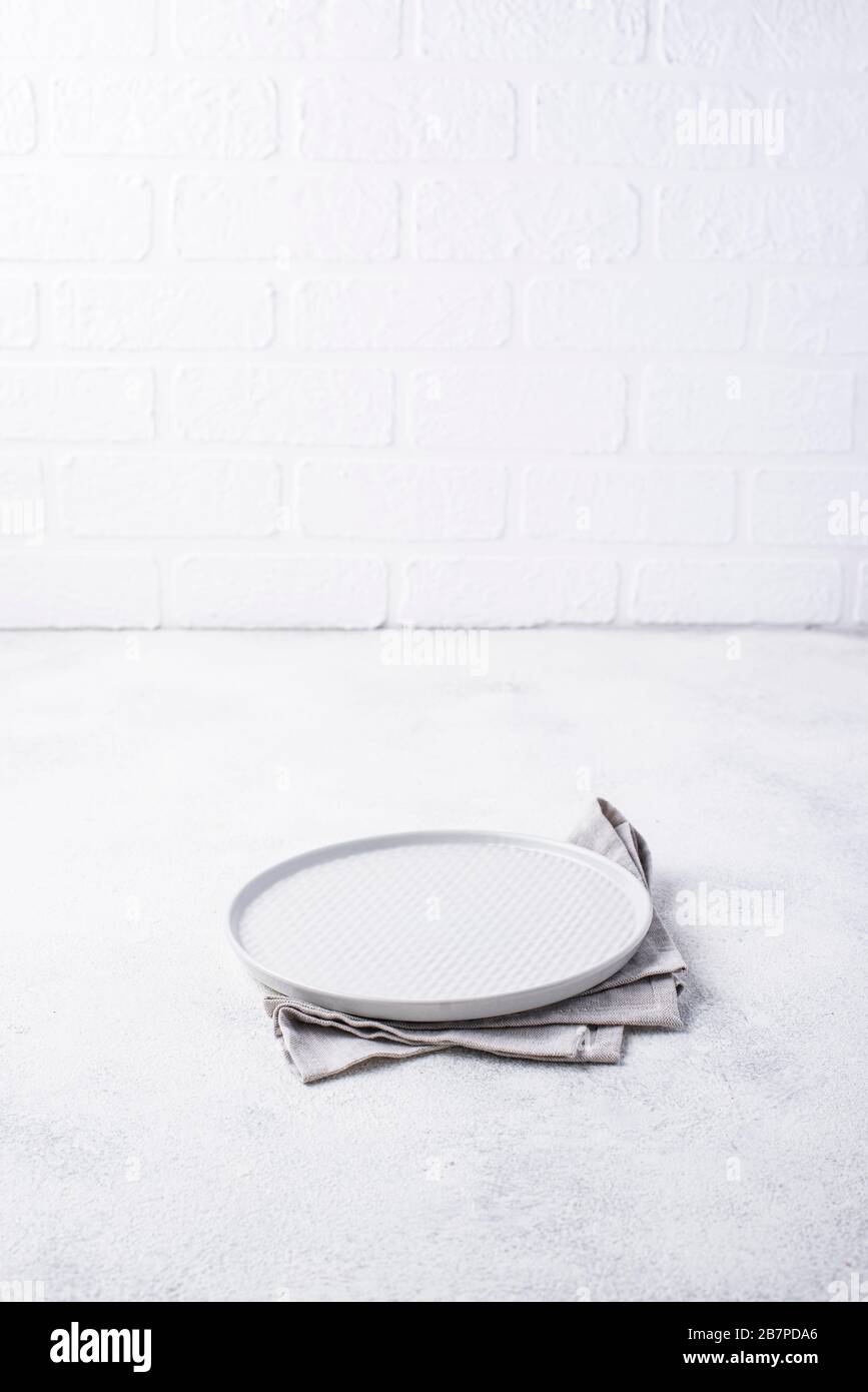 Kitchen cooking background with plate Stock Photo - Alamy