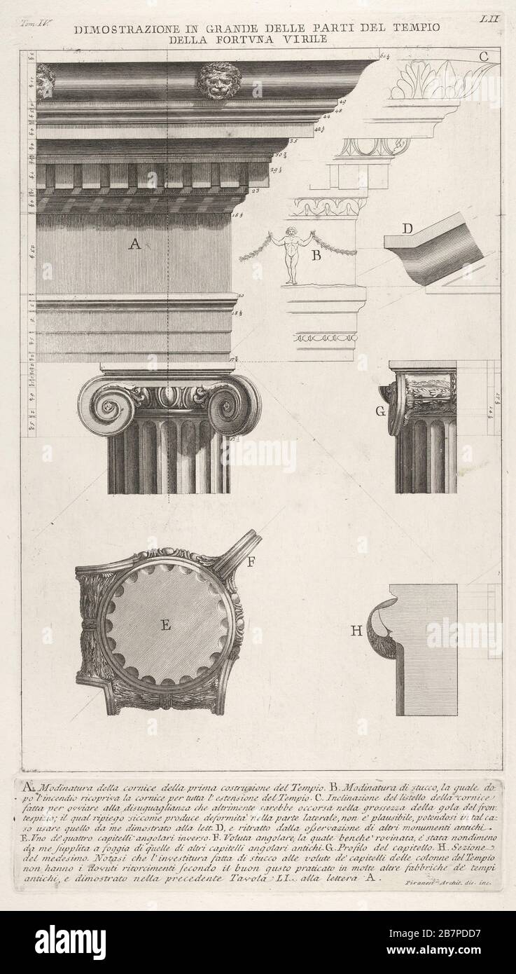 Cornice and column from the Temple of Fortuna Virilis (Tempio della ...