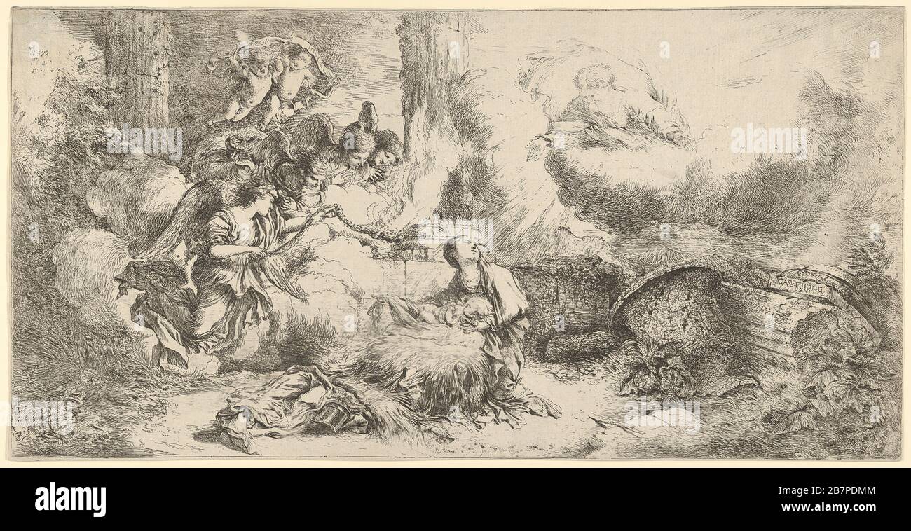 Nativity with God the Father and angels, ca. 1647-50 Stock Photo - Alamy