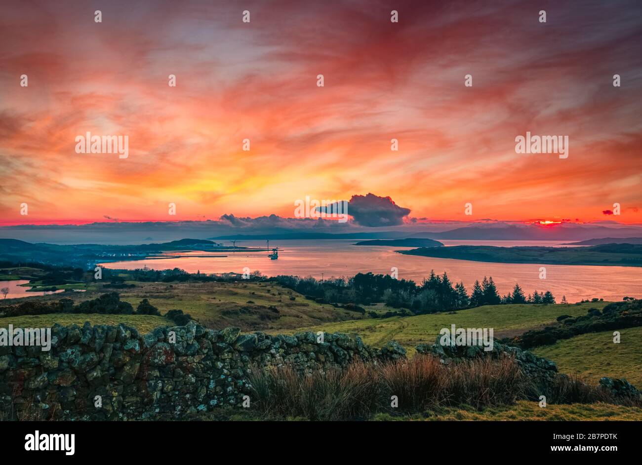 The Clyde Estuary from the Hills behind Largs at Sunset Stock Photo - Alamy