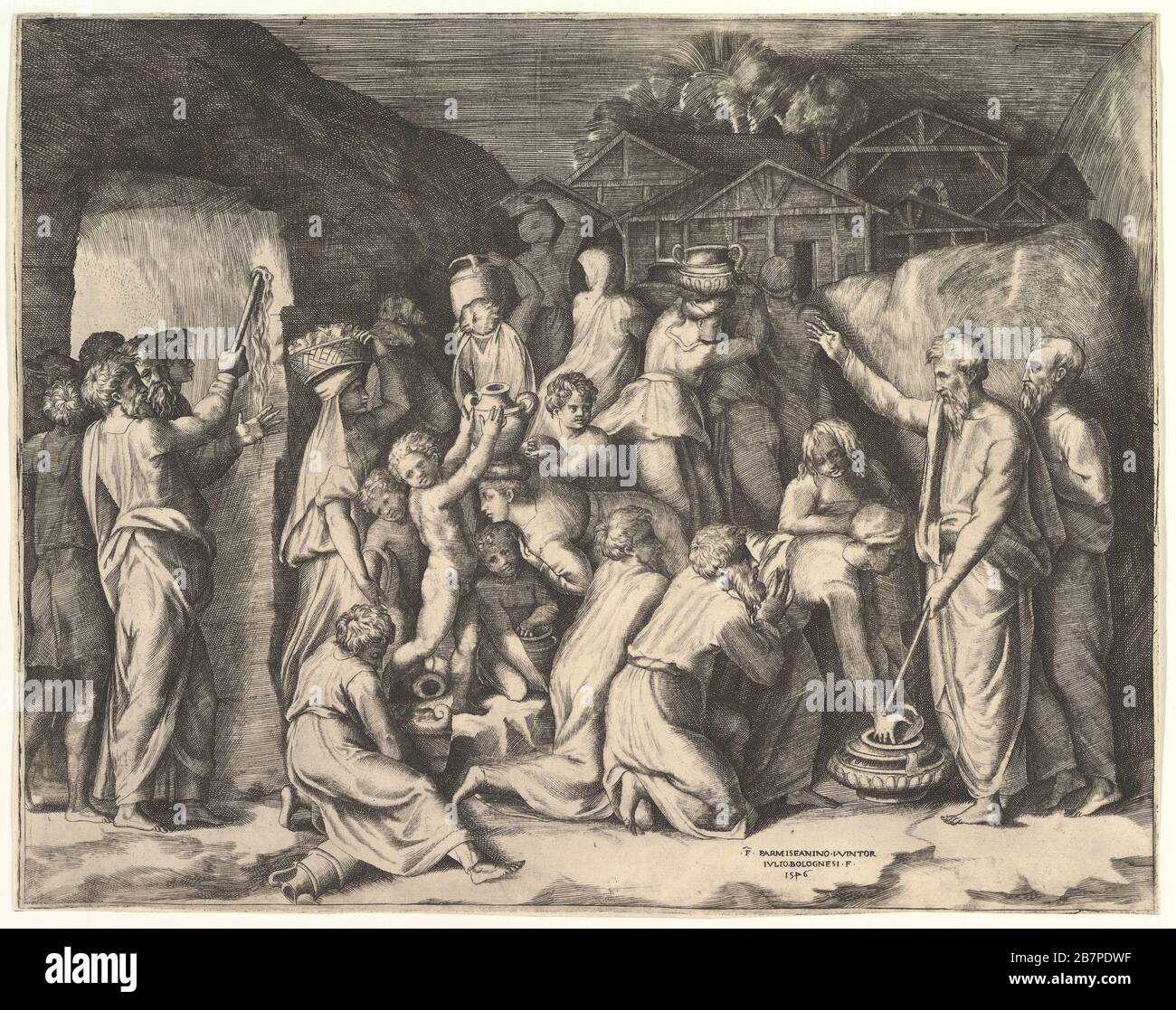 Moses Telling the Israelites to Gather the Manna and Moses Striking the ...