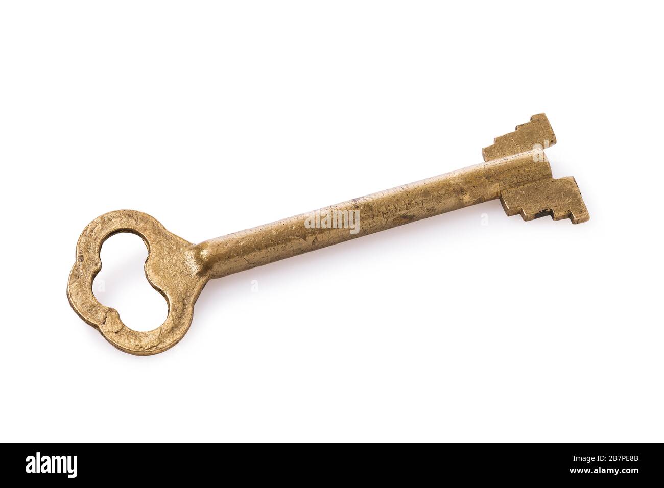 Vintage bronze key isolated on a white background, closeup Stock Photo ...