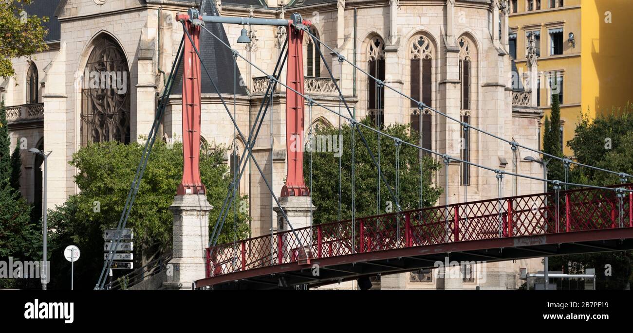 View of famous footbridge in Lyon city, France Stock Photo - Alamy