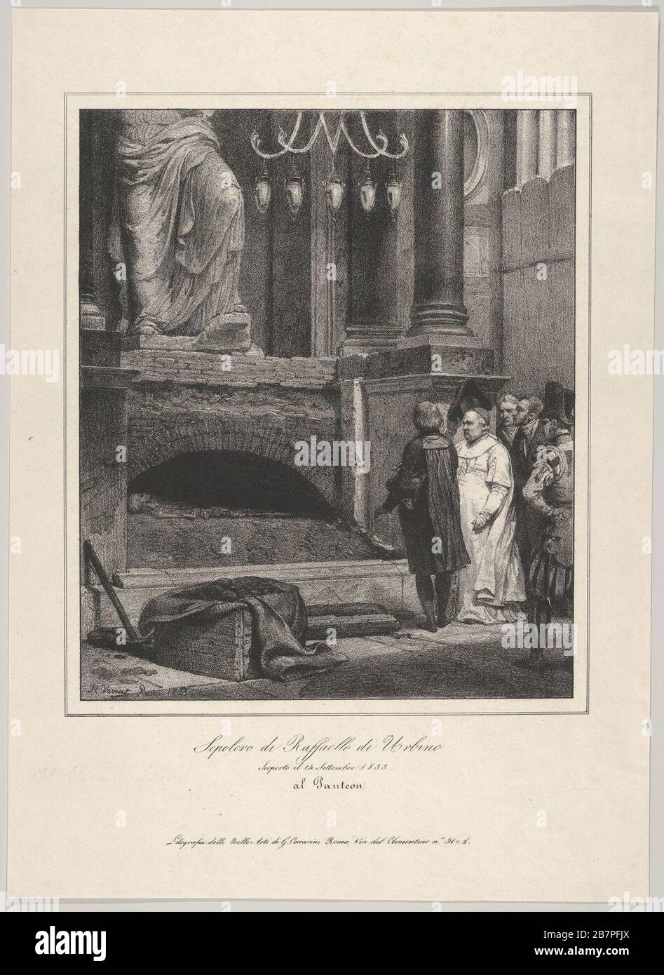 The Tomb of Raphael, Opened September 14, 1833, Pantheon, Rome, 1833 ...