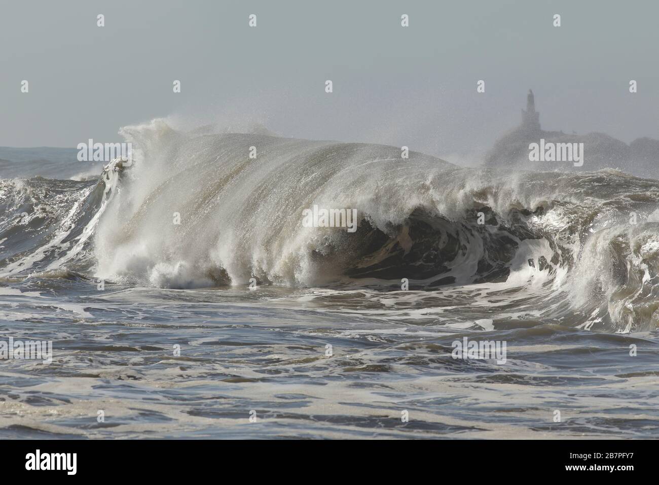 Beautiful big breaking green wave Stock Photo - Alamy