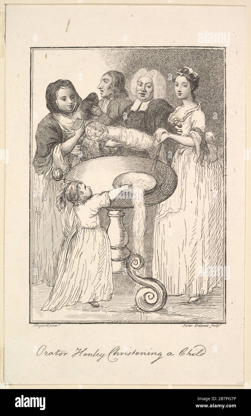 Orator Henley Christening a Child, 1794. After William Hogarth Stock ...