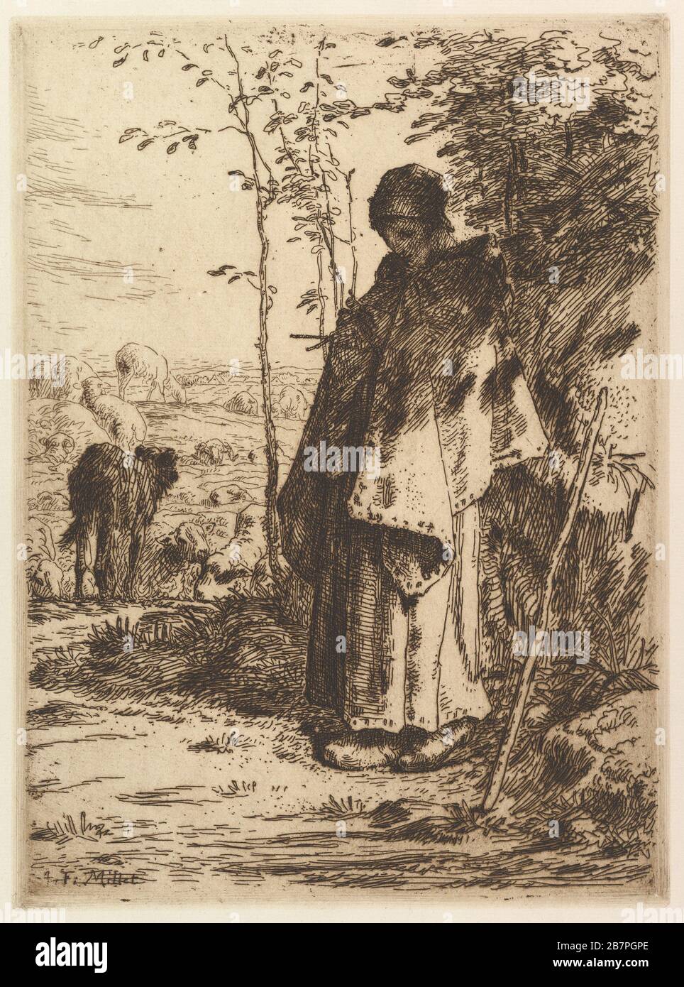 Shepherdess Knitting, 1862 Stock Photo - Alamy