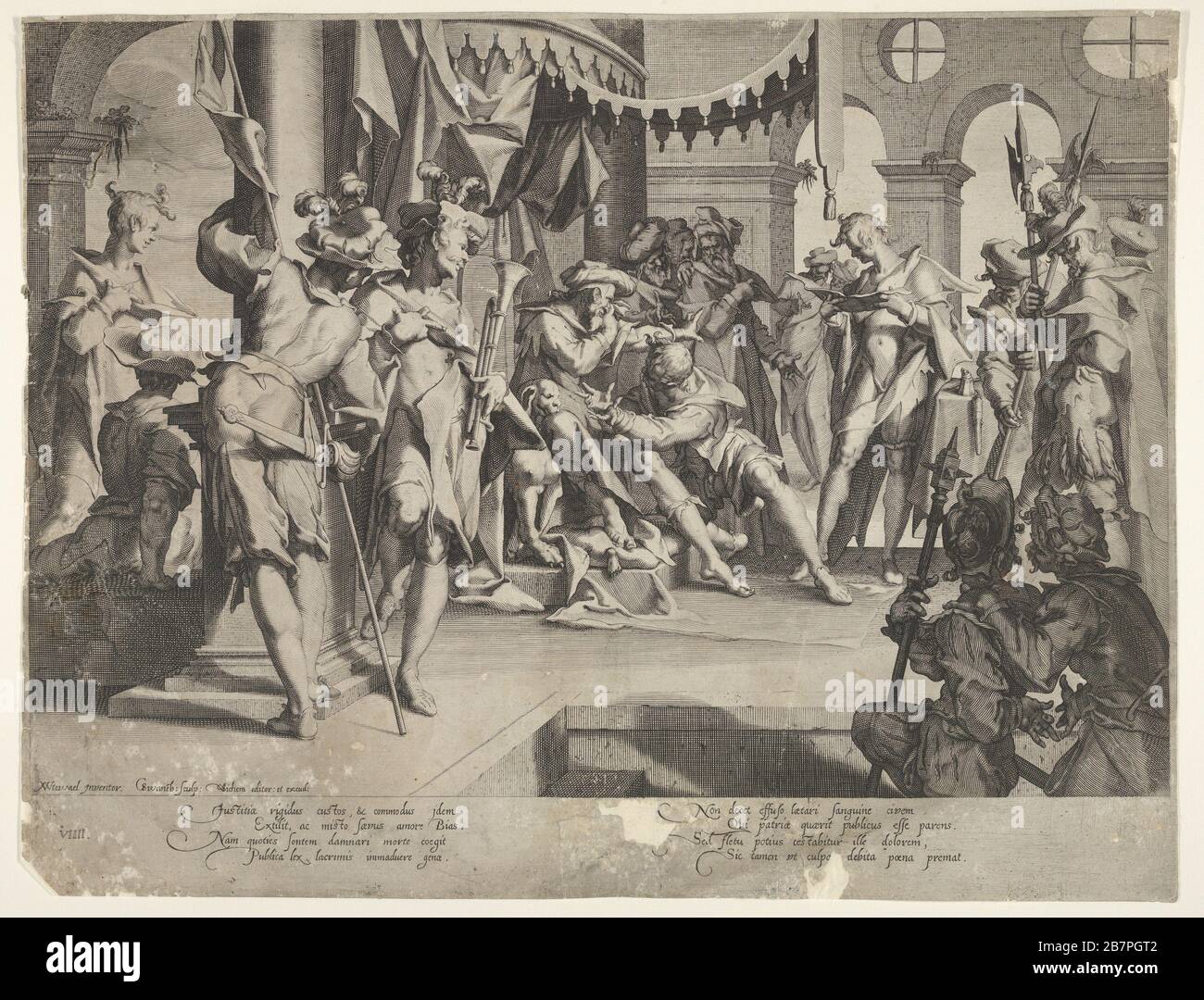 The Judge Bias Shedding Tears, plate IX from Thronus Justitiæ, 1605 ...