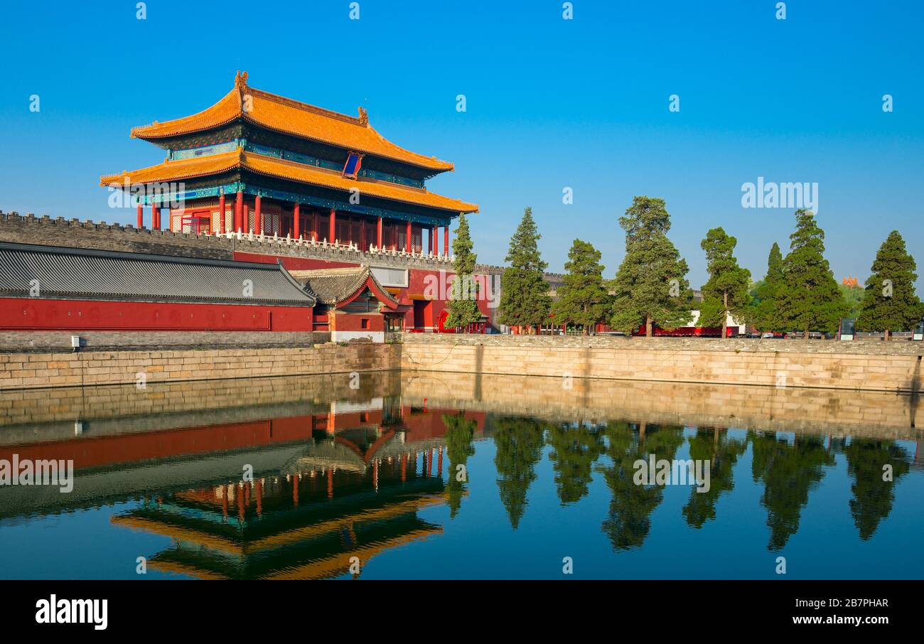 North gate of forbidden city in Beijing, China, with blue sky Stock ...