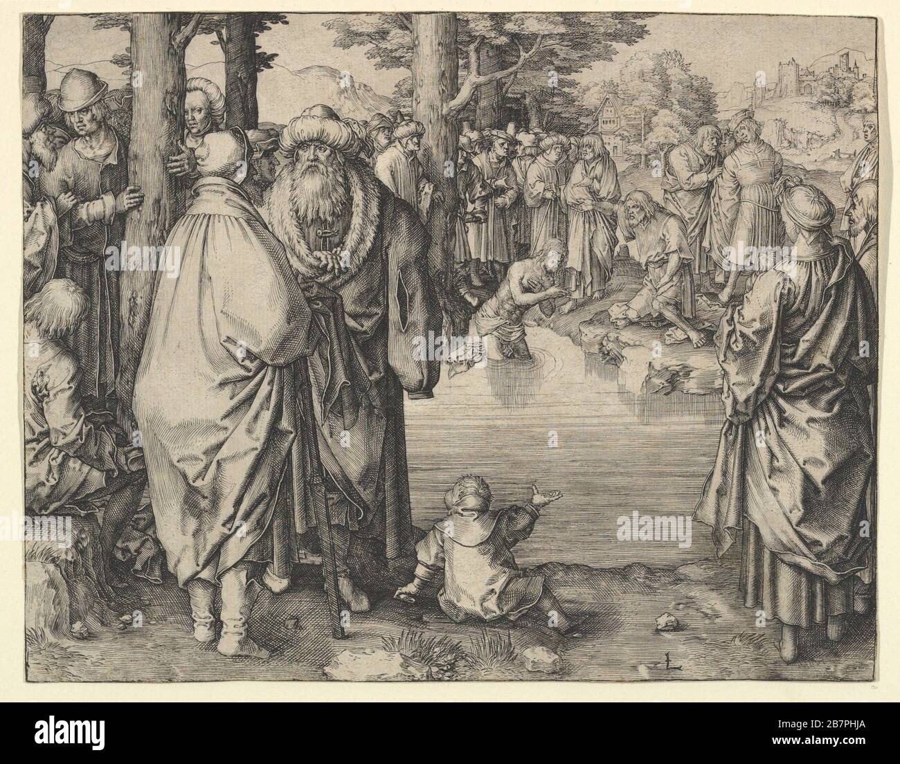 John the baptist baptising jesus in the jordan river hi-res stock ...