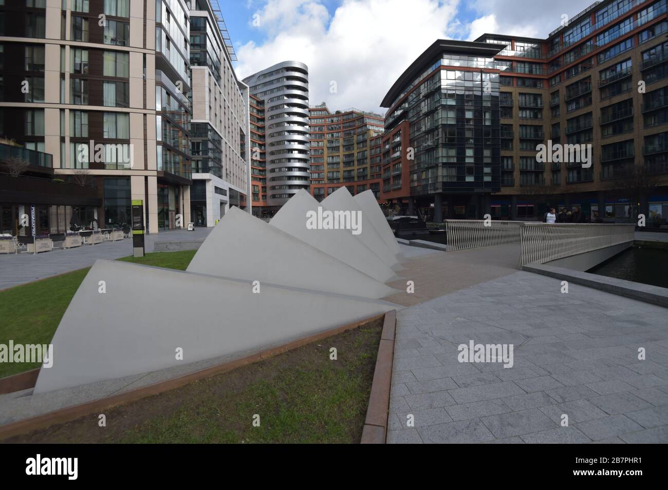 A view of the Merchant Square footbridge, a moveable pedestrian bridge ...