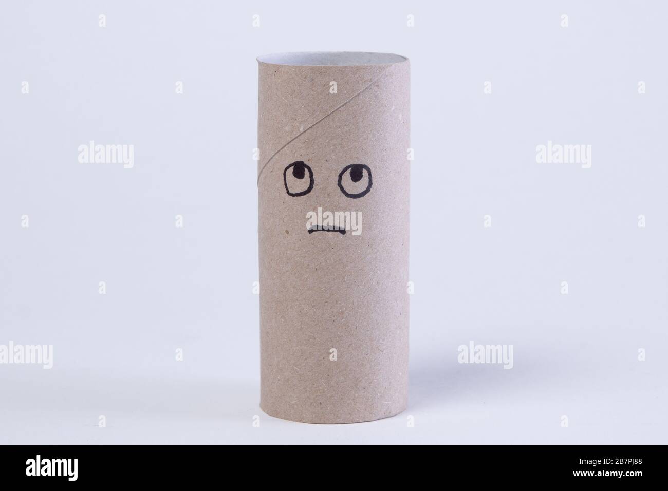 empty toilet paper roll with angry and sad face because the paper is ...