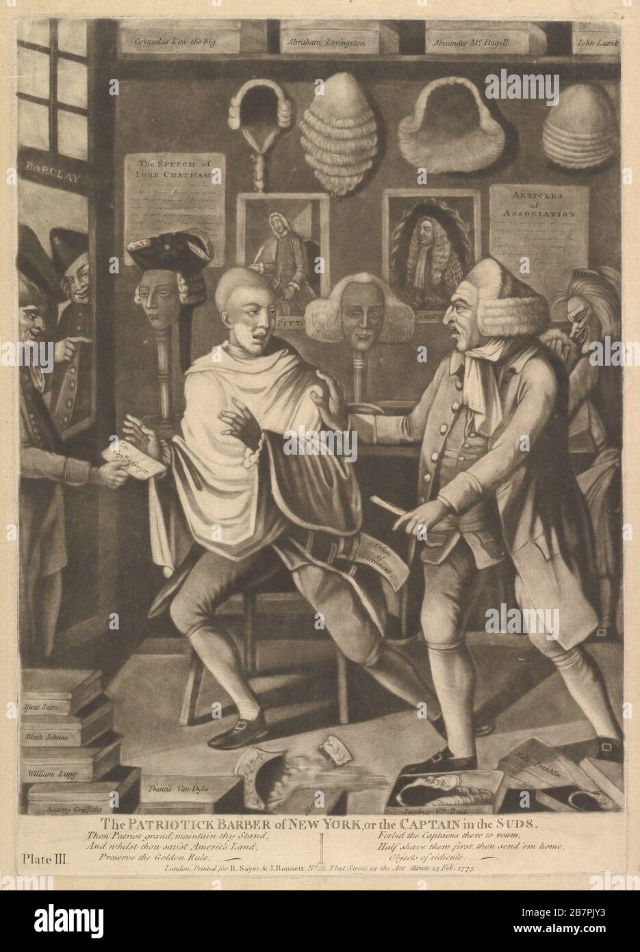 The Patriotick Barber of New York, or the Captain in Suds, February 14 ...