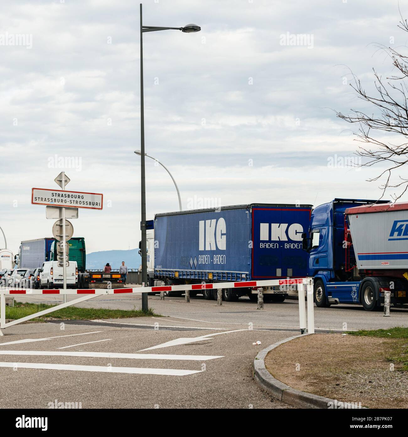 Strasbourg, France - Mar 17, 2020: traffic jam large queue with cars ...