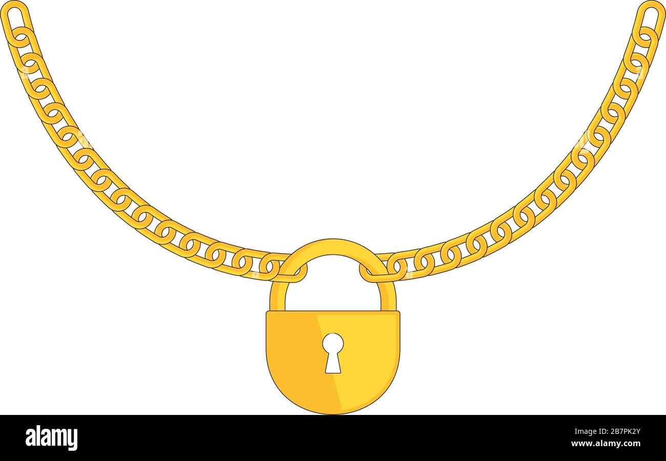 Golden padlock on a chain. Symbol of security and private property ...