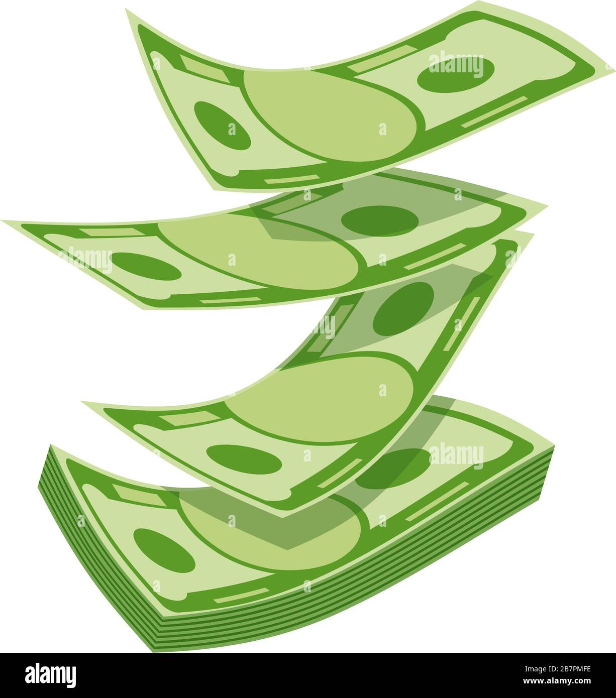 Various kind of money. Packing in bundles of bank notes, bills fly ...