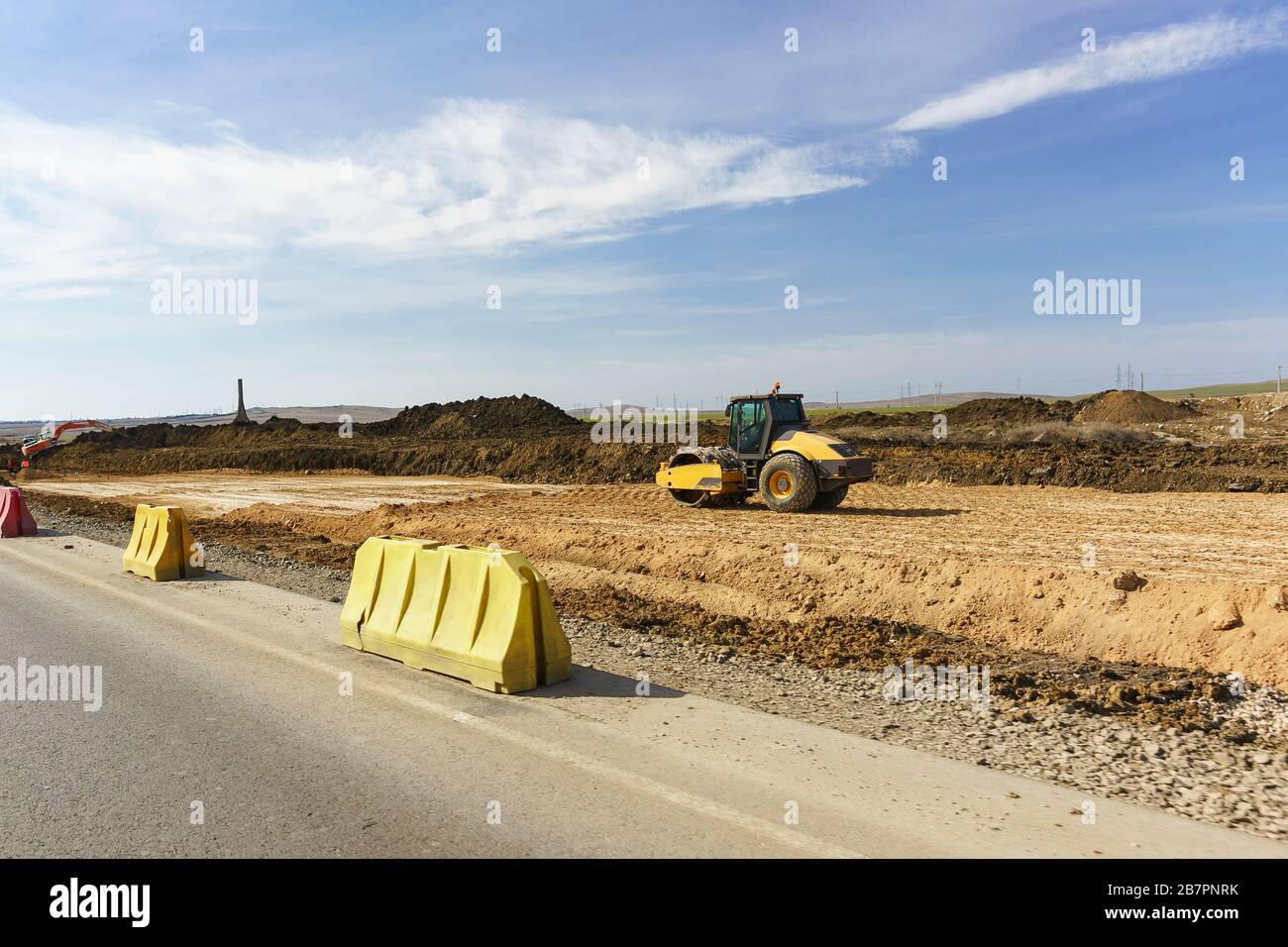 Compaction of the soil vibration roller during the construction of the ...