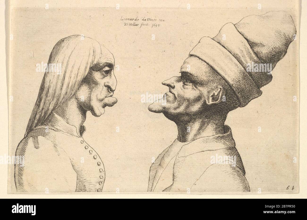 Two deformed heads facing each other, 1645 Stock Photo - Alamy