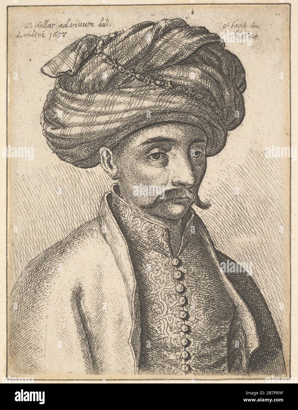 Head and shoulders of a Turk, with a moustache and a large turban, 1645 ...