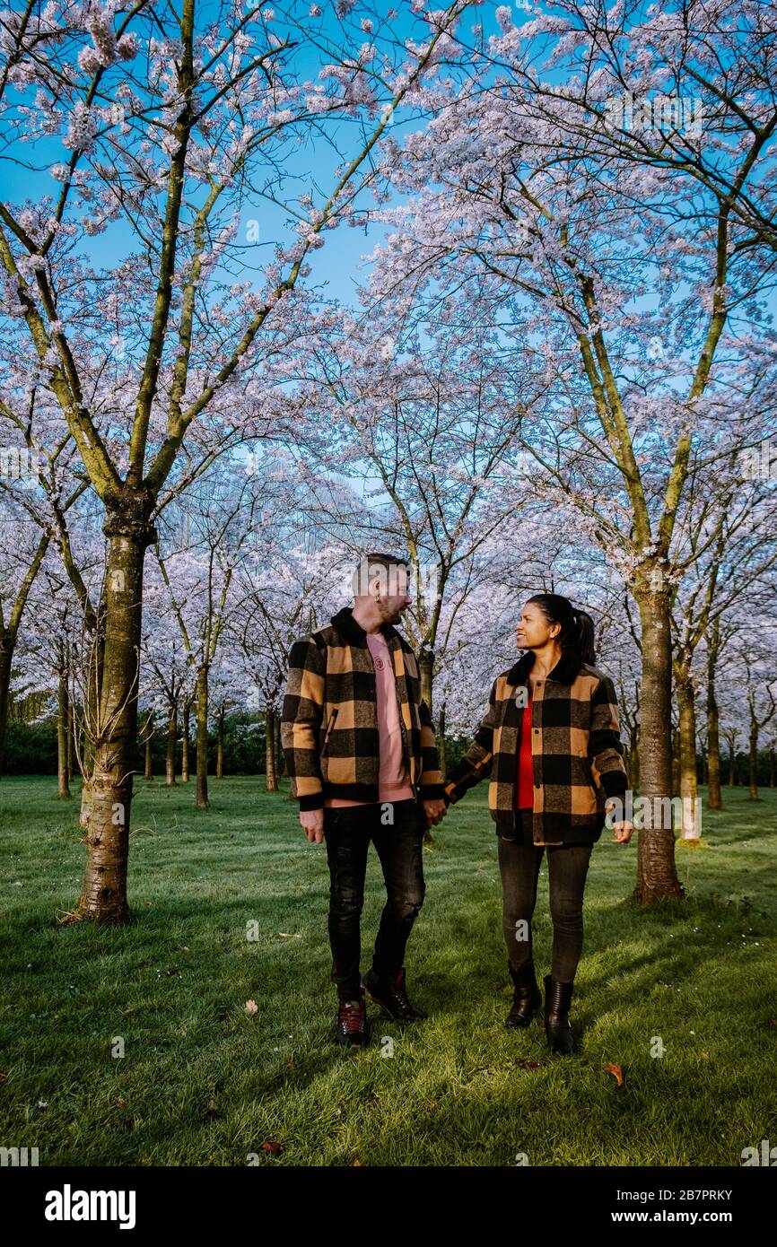 Couple relax in the park during Spring in Amsterdam Netherlands ...